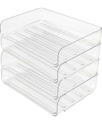 4 Pack Stackable Clear Desk Trays Clear File Organizer Tray Clear Desk