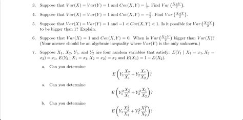 Solved 3 Suppose That Varxvary1 And Covxy21 Find