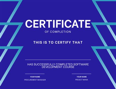Software Development Course Completion Award Online Certificate Template Vistacreate