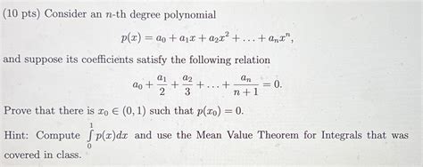Solved 10 ﻿pts ﻿consider An N Th Degree
