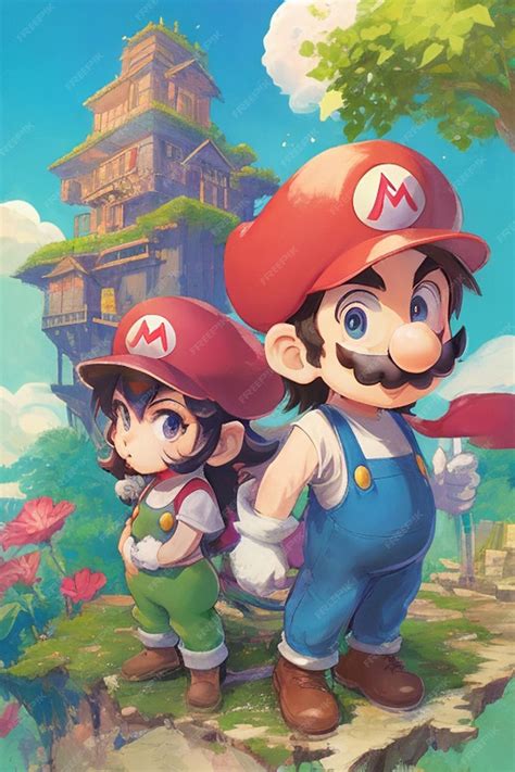 Mario Bros Como Um Estilo De Desenho Animado De Anime Japonês Inspirado