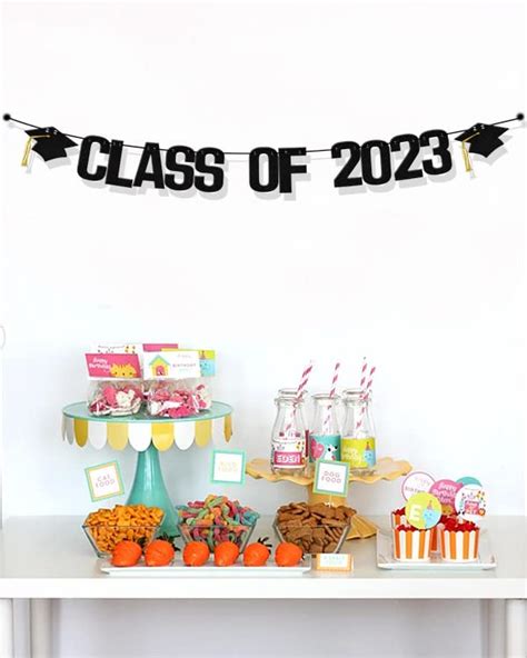 Class Of 2023 Banner Black And Gold Glitter Graduation Baner Congrats