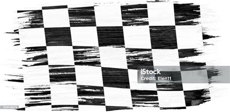아트 브러쉬 수채화 그림의 흑백 경주 플래그 흰색 절연 하는 바람에 날 려 체크 무늬 체크 패턴에 대한 스톡 벡터 아트 및 기타 이미지 체크 패턴 기 그런지 이미지