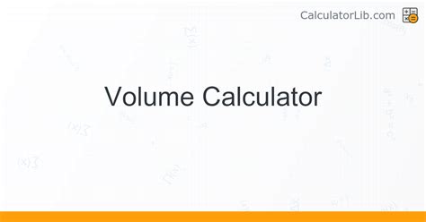 Volume Calculator Online Calculator