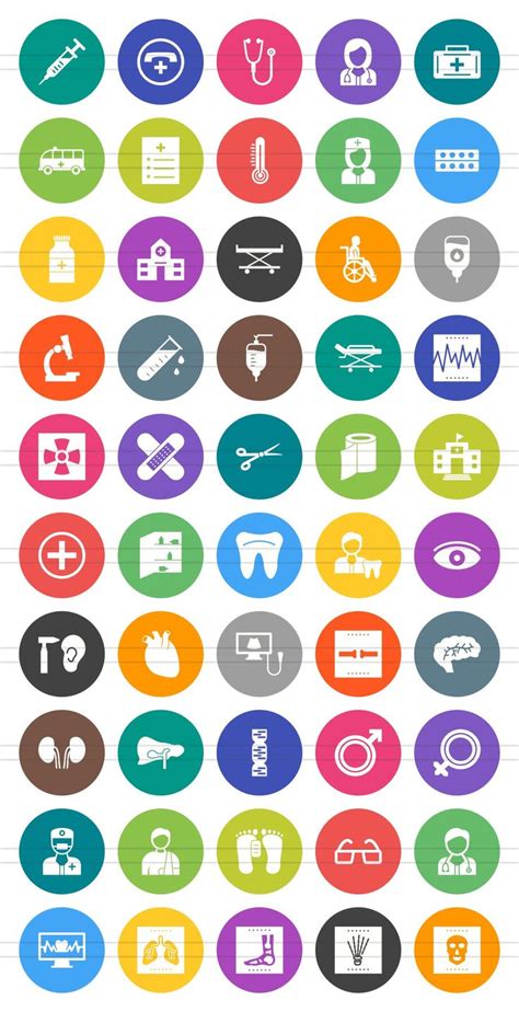 50 Medical Flat Round Icons Icon Set Flat Design Icons Icon