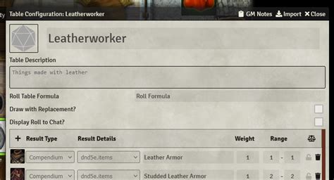 Leatherworker List Lacks Roll Formula Issue Jopeek Fvtt Loot Sheet Npc E GitHub