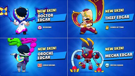 All Edgar Skins Unlock Animation Brawl Stars Youtube