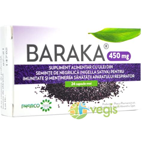 Baraka 450mg Negrilica (Chimen negru) 24cps moi PHARCO Negril, Nigella ...