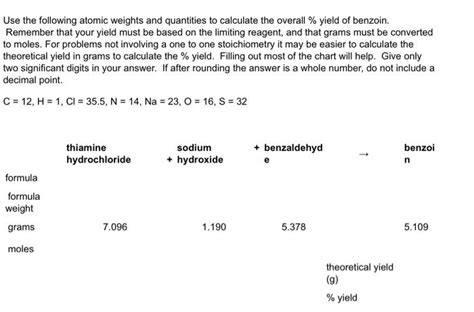 Solved Use The Following Atomic Weights And Quantities To