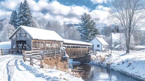 Blow Me Down Covered Bridge In Plainfield New Hampshire During The