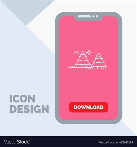 Forest Camping Jungle Tree Pines Line Icon Vector Image