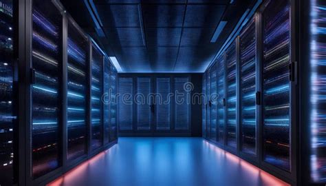 A Captivating Image Showcasing A Well Organized Server Rack Bathed In