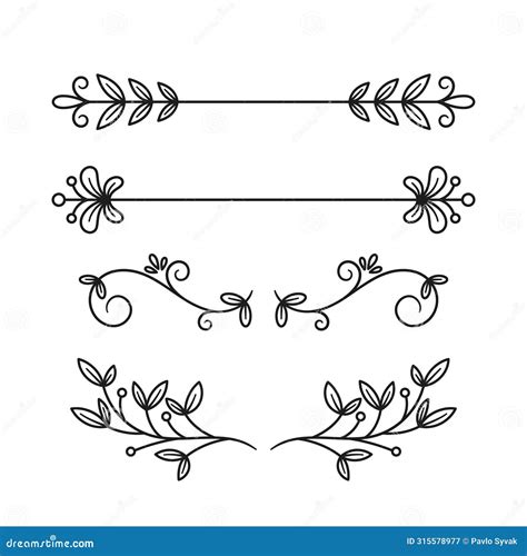 Decorative Text Dividers Monochrome Vector Set Of Ornamental Elements