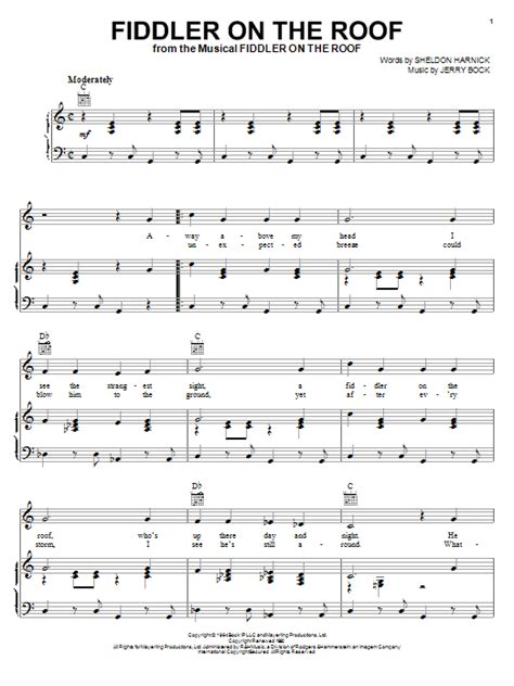 Fiddler On The Roof By Bock And Harnick Sheet Music For Piano Vocal
