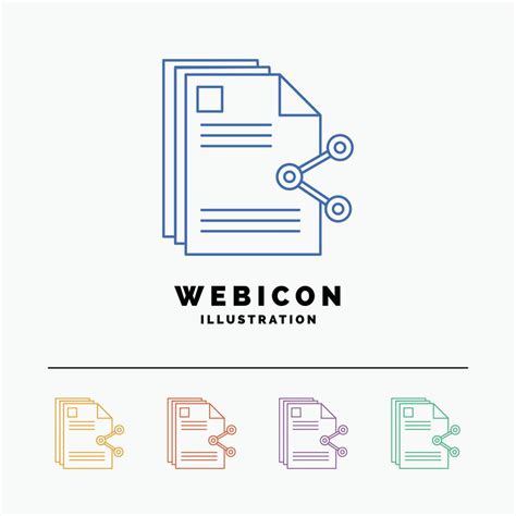 Content Files Sharing Share Document 5 Color Line Web Icon Template Isolated On White