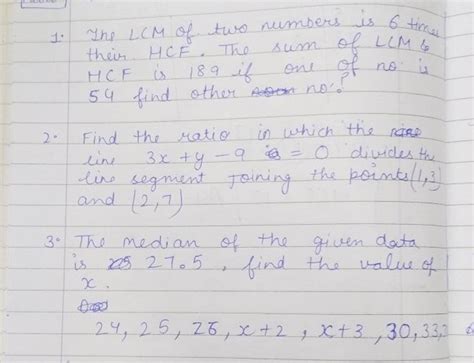 1 Ihs Lcm Of Two Numbers Is 6 Time Their Hcf The Sum Of Lcm And Hcf Is 1