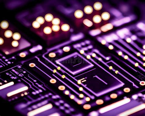 Computer Processor Chip On A Circuit Board With Microchips And Other