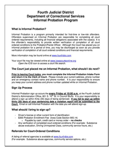 Fillable Online Informal Probation Program Fax Email Print Pdffiller