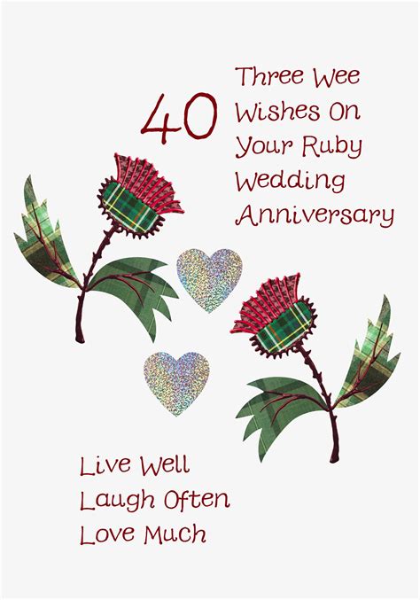 Ruby Anniversary Thistle Card E28 Wee Wishes