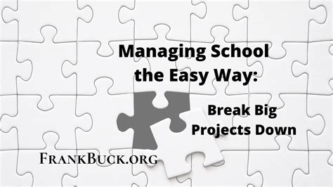 Managing School The Easy Way Break Down Projects Frank Buck Consulting