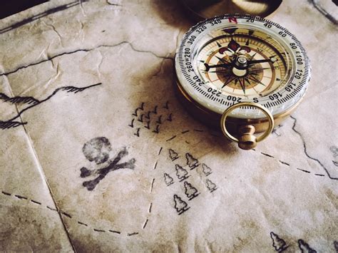 Premium Photo High Angle View Of Navigation Compass On Table