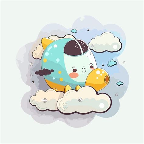 Estilo De Dibujos Animados De Nube Lindo Vector Vector Premium