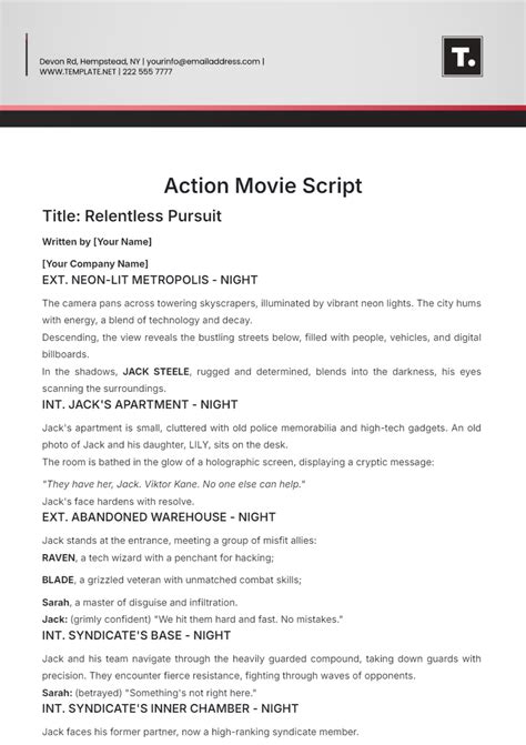 Free Av Script Template To Edit Online