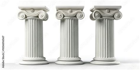 Three Ionic Columns D Model White Background Greek Architecture Ionic Capital Classical