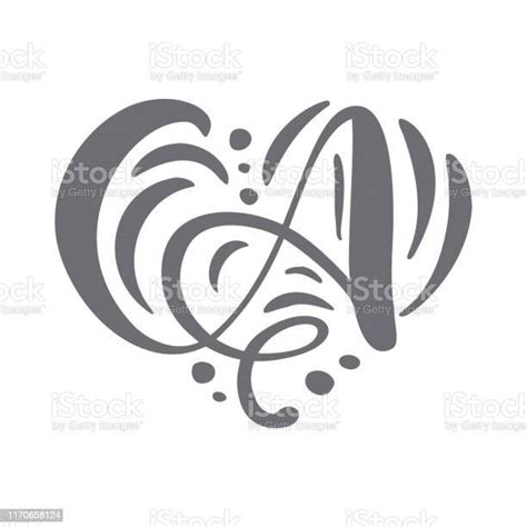 심장 사랑 벡터 손으로 그린 서예 스칸디나비아 꽃 A 로고입니다 컬이 있는 대문자 손 글자 A 웨딩 플로럴 디자인 알파벳 A에 대한 스톡 벡터 아트 및 기타 이미지 Istock