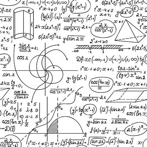 Math Educational Vector Seamless Pattern With Handwritten Formulas Figures Calculations Stock
