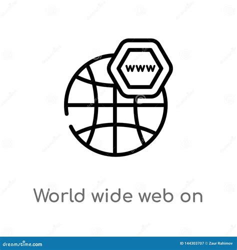 Outline World Wide Web On Grid Vector Icon Isolated Black Simple Line Element Illustration From