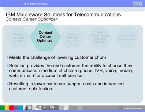 IBM Software Group IBM Middleware Solutions For Telecommunications