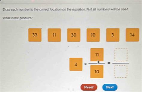 solved drag each number to the correct location on the equation not