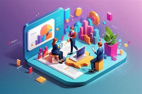 Premium Ai Image Business And Marketing Concept In 3d Isometric
