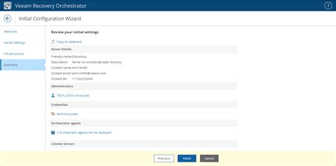 Step 4 Review Configuration Summary Veeam Recovery Orchestrator User