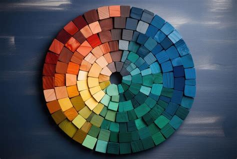 Vibrant Circular Spectrum Of Colorful Wooden Blocks Premium Ai Generated Image