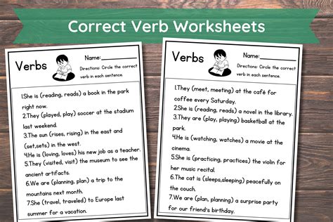 10 Printable Choose The Correct Verb Worksheets 1st 2nd Grade Etsy