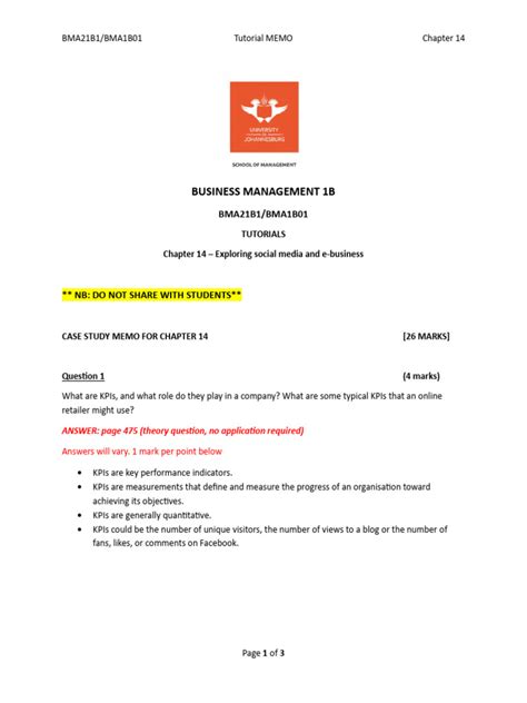 Chapter 14 Tutorial Memo Pdf Crowdsourcing Performance Indicator