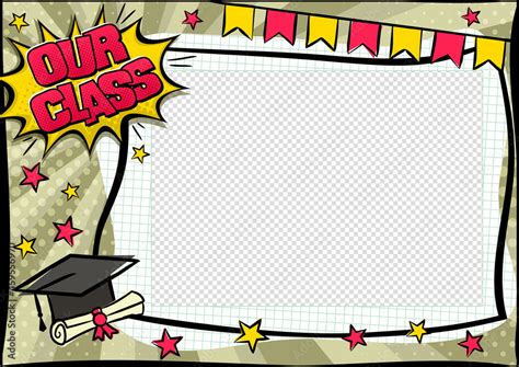 Our Class Photo Frame In Pop Art Style Bright Page For Class Photos Template For The Design Of