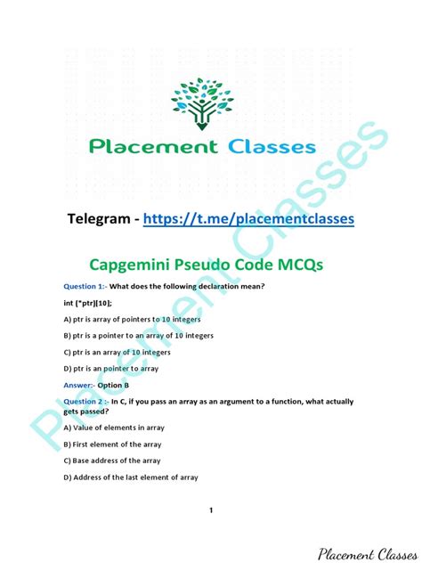 Capgemini Pseudo Code Mcqs Pdf Pointer Computer Programming