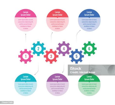 기어 산업 휠 인포 그래픽 템플릿 인터넷 연례 보고서 잡지 웹 정보 템플릿 라운드 식스 스텝 인포그래픽 템플릿 개념에 대한 스톡 벡터 아트 및 기타 이미지 Istock