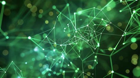 Green Abstract Background With Connecting Dots And Lines Network Connection Structure Stock