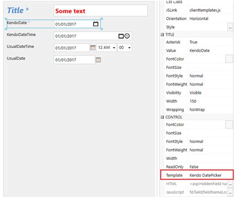 More Properties For Fields And Kendo Date And Time Pickers For Dates SharePoint Forms Designer