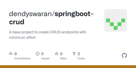 GitHub Dendyswaran Springboot Crud A Base Project To Create CRUD Endpoints With Minimum Effort