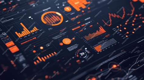 Closeup Of A Digital Screen Displaying Data Graphs And Charts Premium