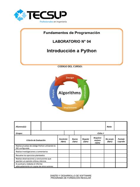 Lab 04 Introducción A Python Pdf Lenguaje De Programación