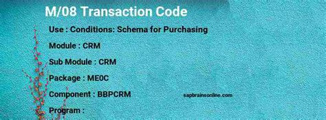 M SAP Tcode For Conditions Schema For Purchasing