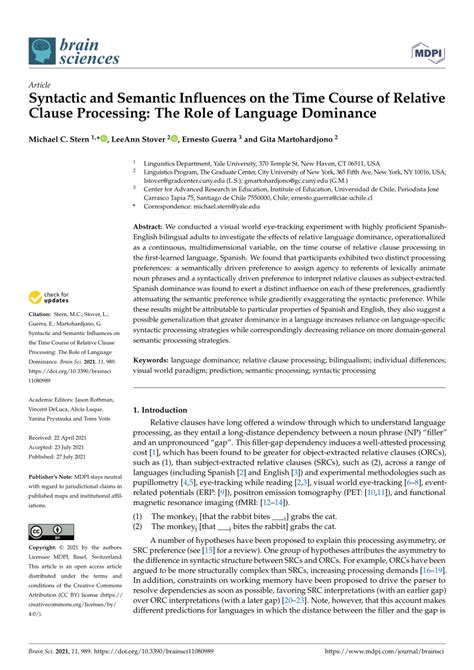 Pdf Syntactic And Semantic Influences On The Time Course Of Relative