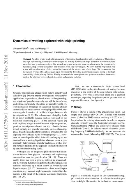 Pdf Dynamics Of Wetting Explored With Inkjet Printing