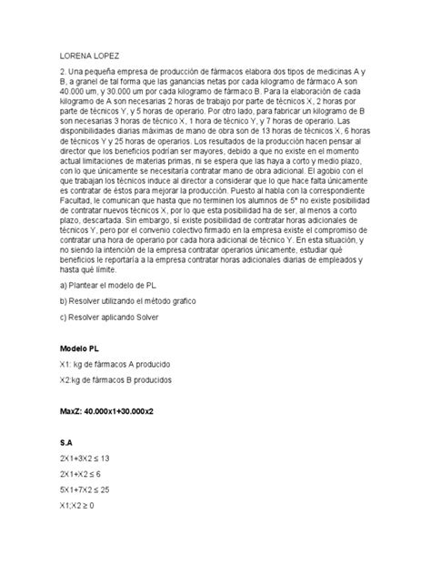 Ejercicio Programacion Lineal Pdf